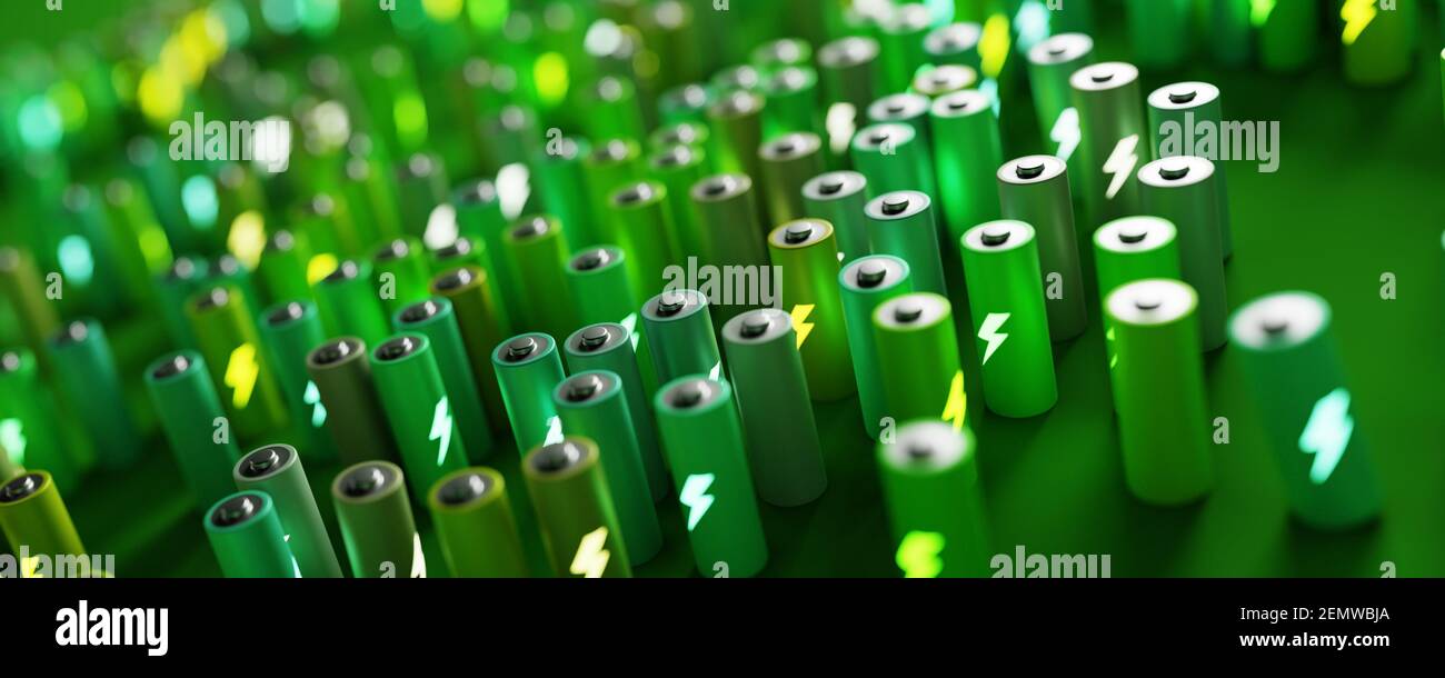 Infinite batteries, clean and sustainable energy concepts, 3d rendering ...
