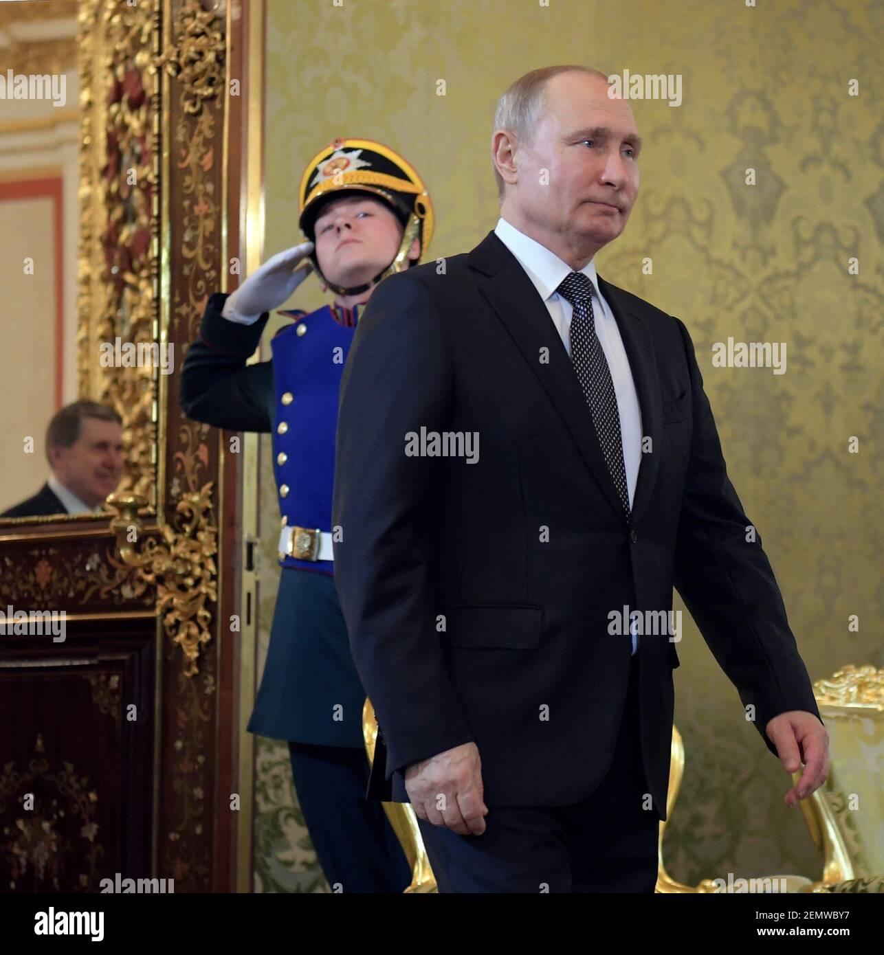 Russian President Vladimir Putin during a meeting with Tajik President ...