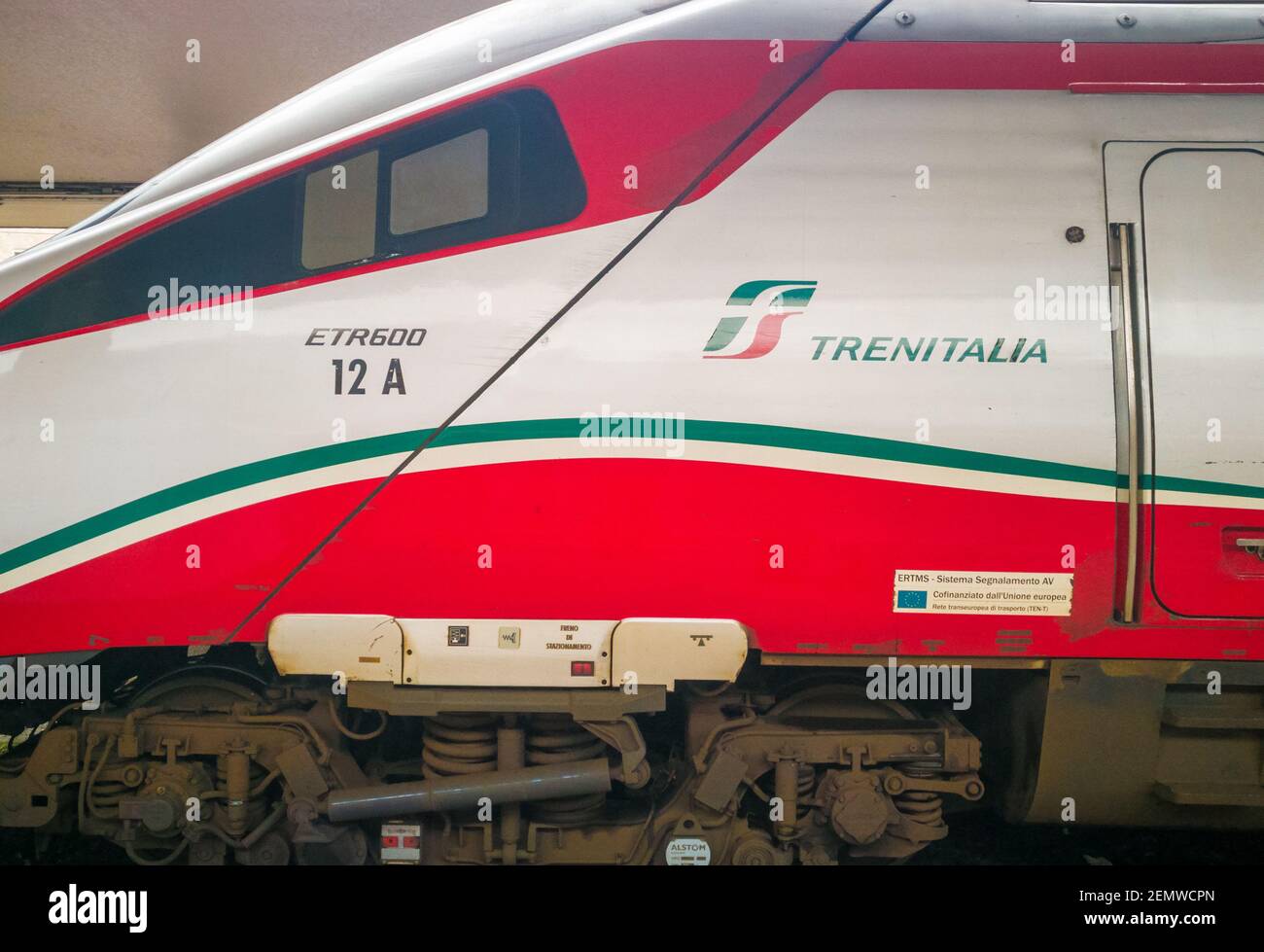 FLORENCE, ITALY - FEBRUARY 16 2021: High speed Frecciarossa train ready ...