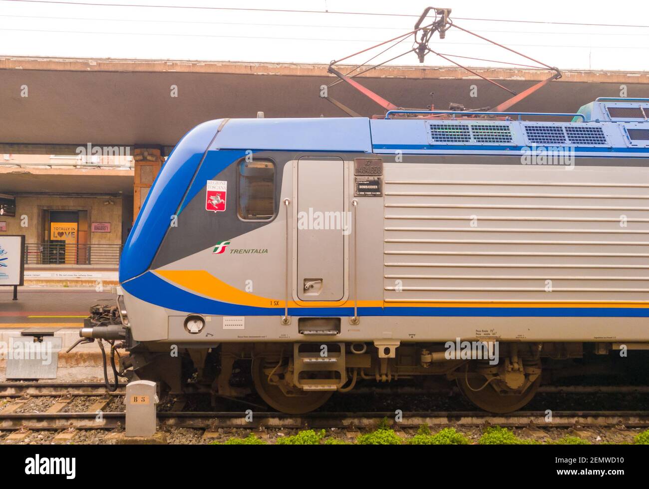 FLORENCE, ITALY - FEBRUARY 16 2021: commuter regional electric ...