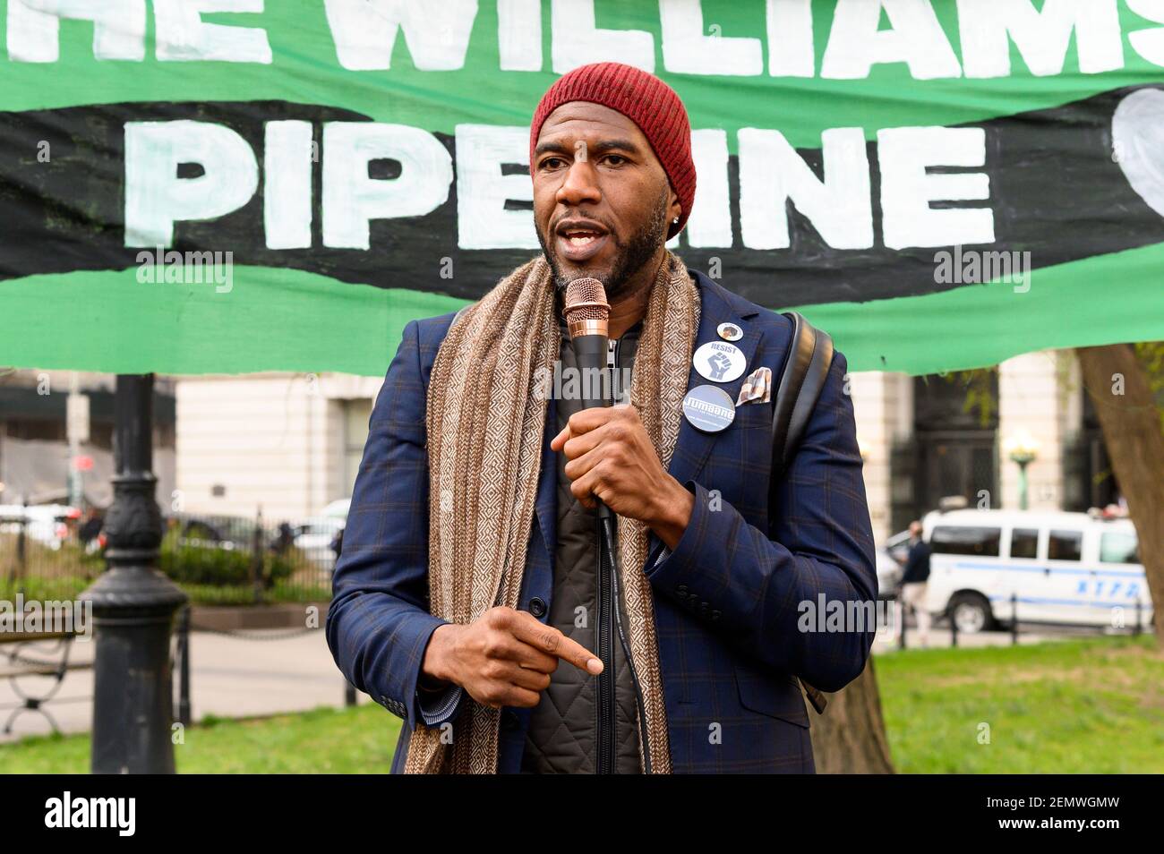 New York City Public Advocate Jumaane Williams (D) speaking at the ...