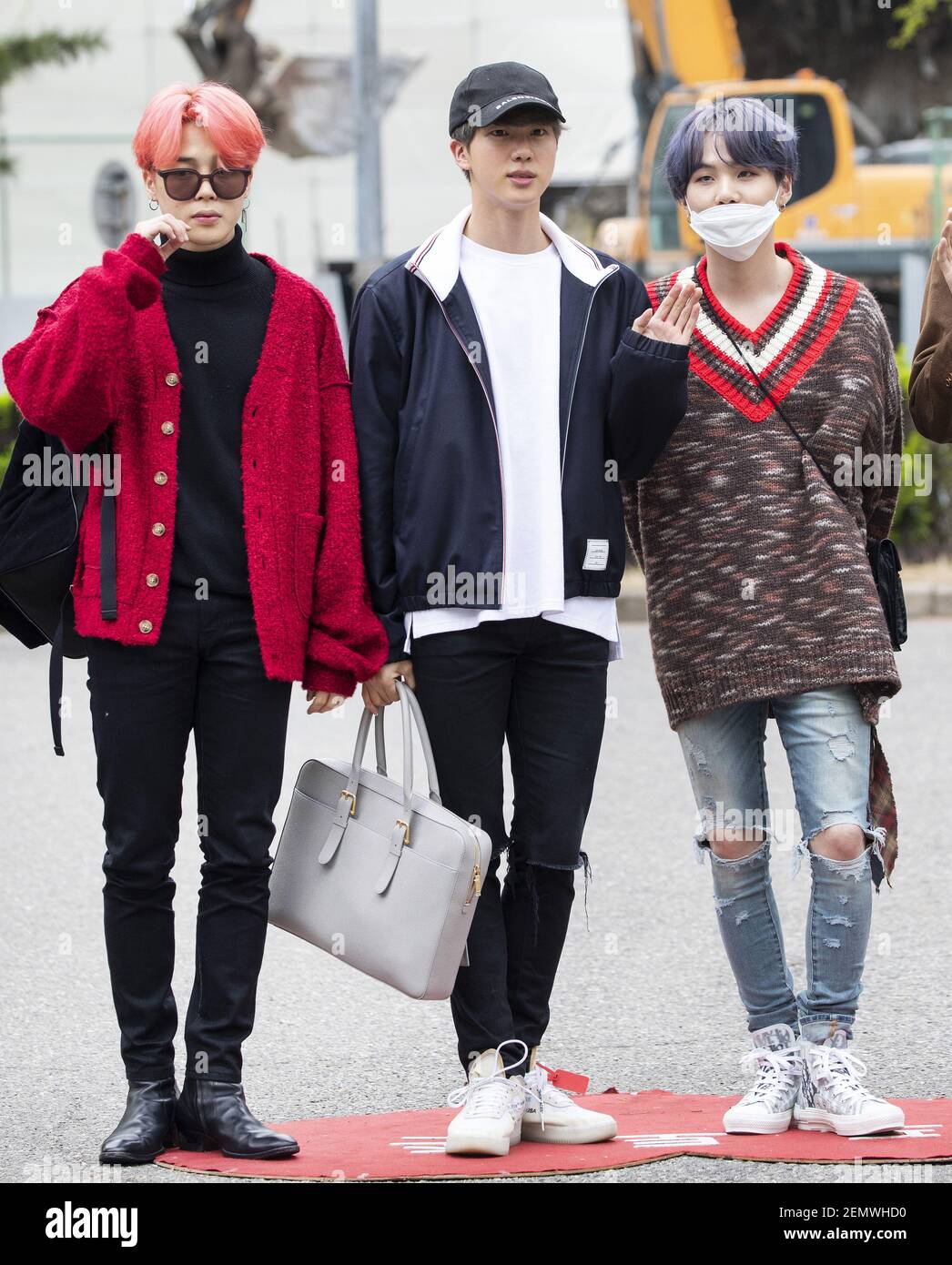 South Korean K-Pop boys band BTS (Bangtan Boys), arrived photocall for ...