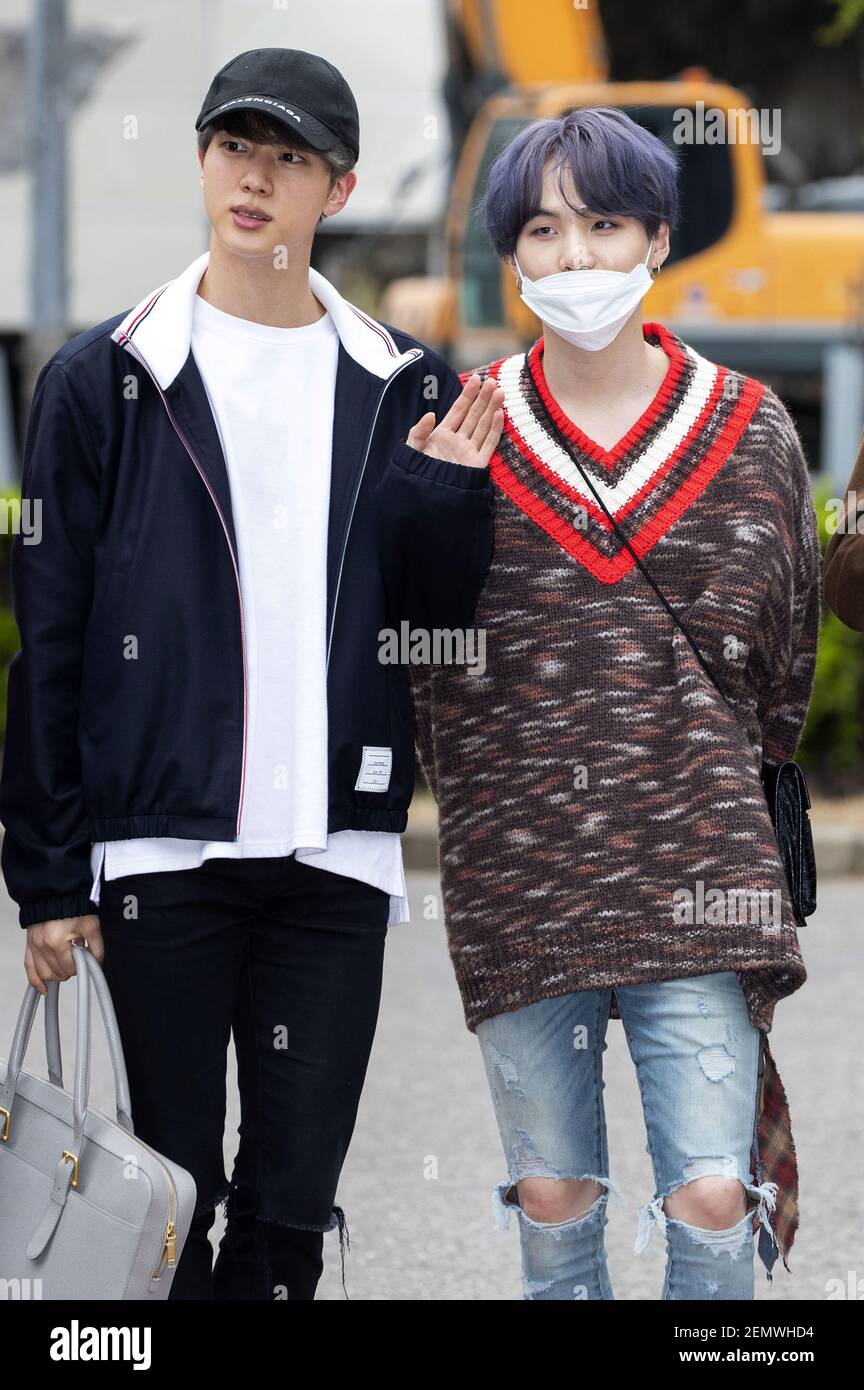 South Korean K-Pop boys band BTS (Bangtan Boys), arrived photocall for ...