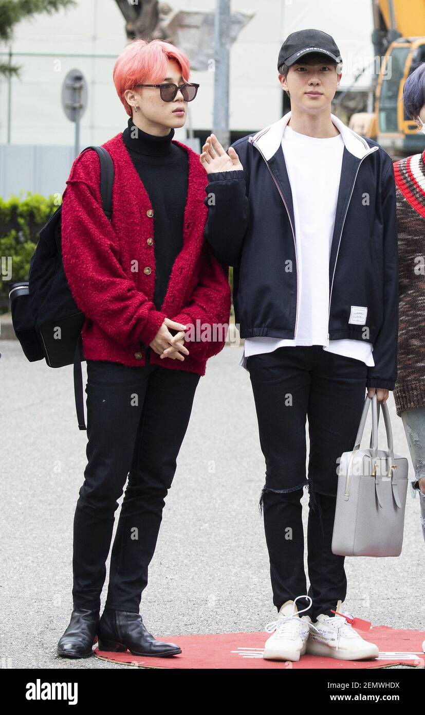 South Korean K-Pop boys band BTS (Bangtan Boys), arrived photocall for ...