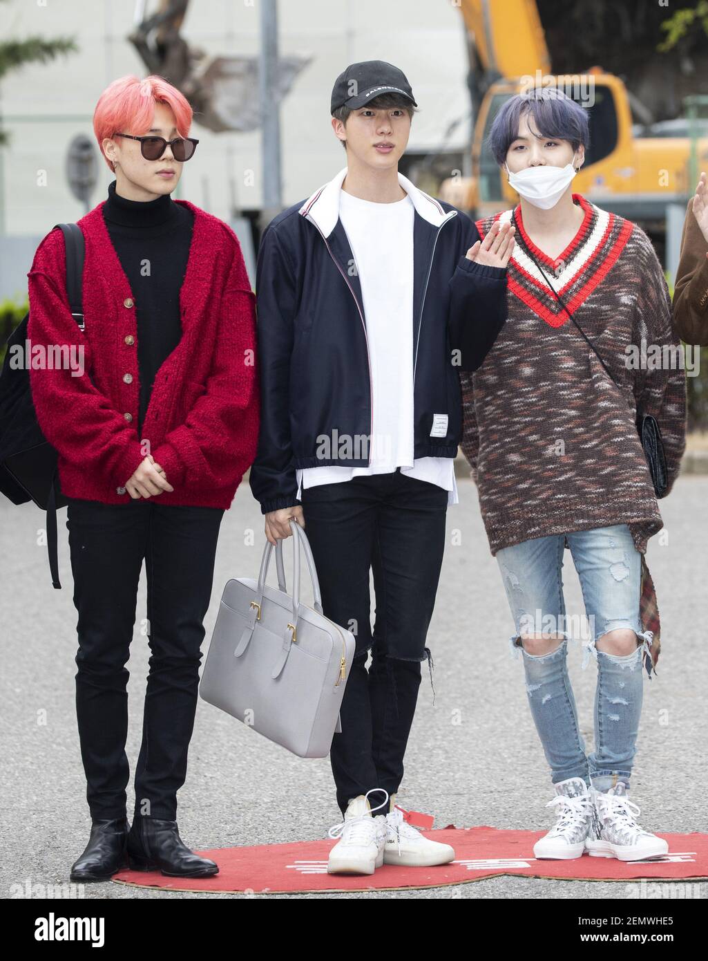 South Korean K-Pop boys band BTS (Bangtan Boys), arrived photocall for ...