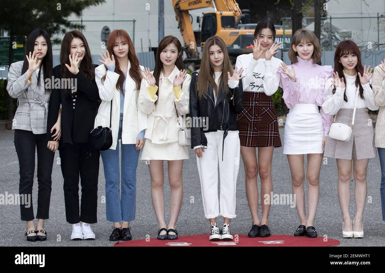 South Korean-Japanese K-Pop girl group IZ*ONE, arrived KBS studio during the KBS TV K-Pop music ...
