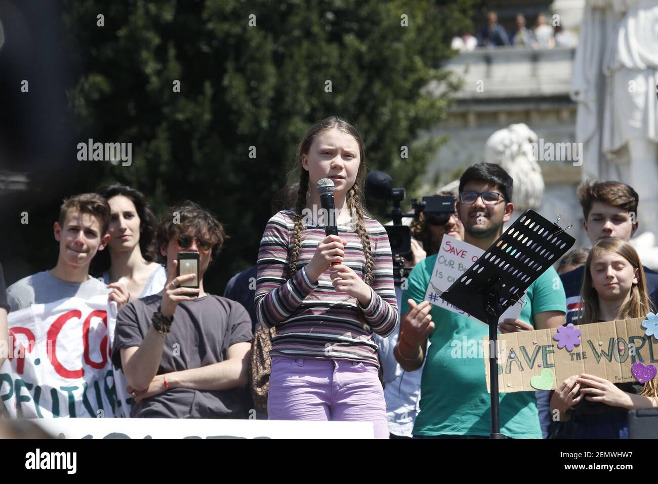 Greta Thunberg during her speech on the stage Rome April 19th 2019 ...