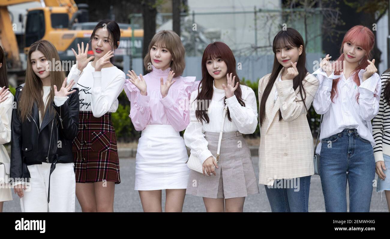 South Korean-Japanese K-Pop girl group IZ*ONE, arrived KBS studio during the KBS TV K-Pop music ...