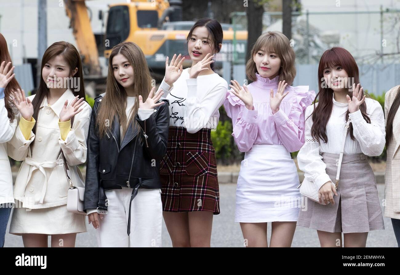 South Korean-Japanese K-Pop girl group IZ*ONE, arrived KBS studio ...