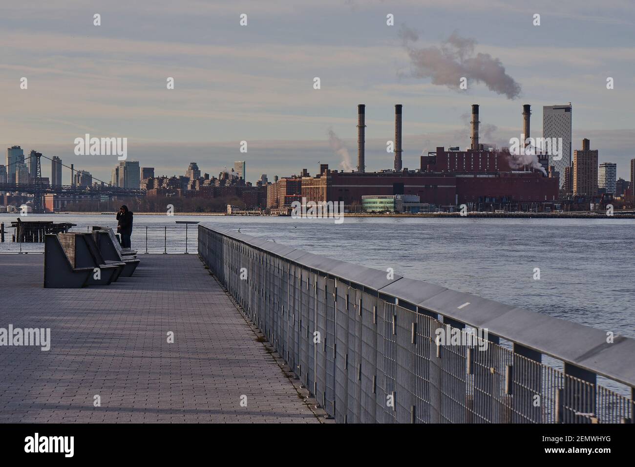 Con Edison plant chimneys on east 14th street, view from Hunter's Point ...
