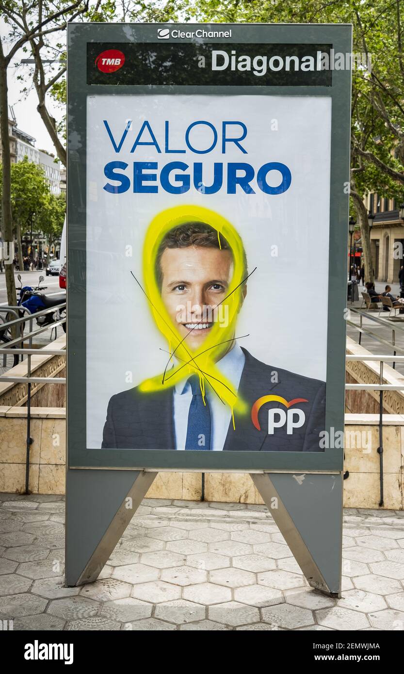 The electoral poster of Pablo Casado, leader of the Popular Party is ...