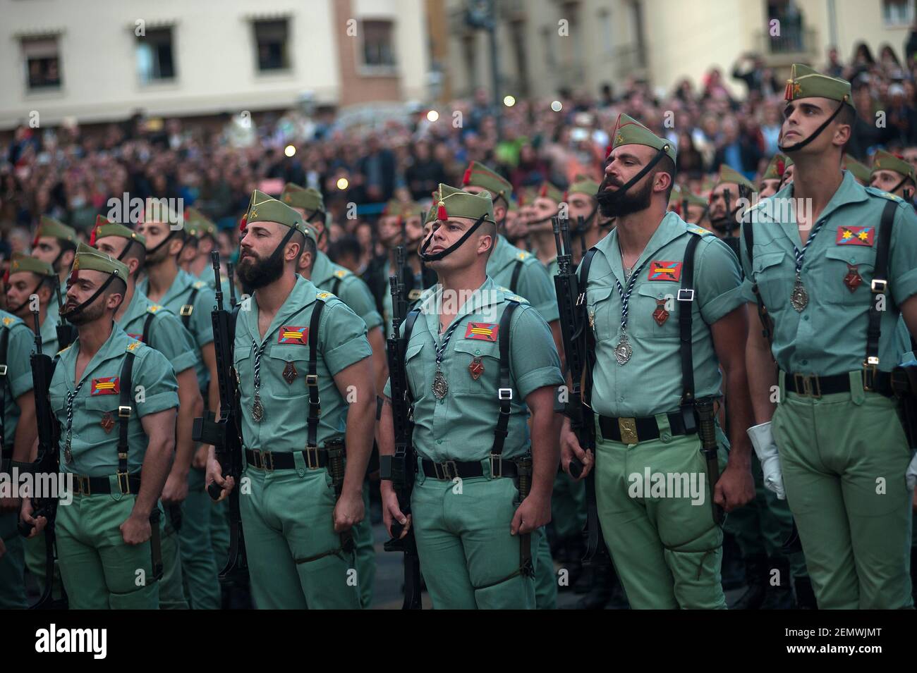 Spanish legionnaires are seen taking part during the procession of ...