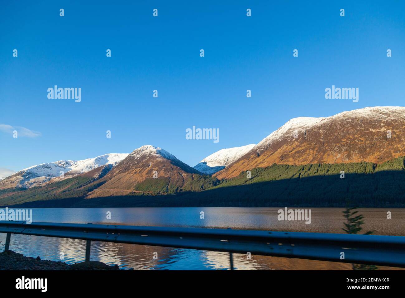 Driving North along the A82 along side Loch Lochy in the Scottish ...