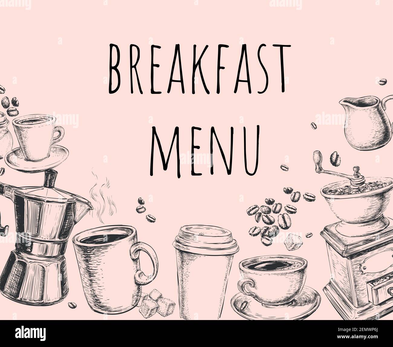Breakfast Hand Drawn Set Vector illustration Stock Vector Image & Art ...