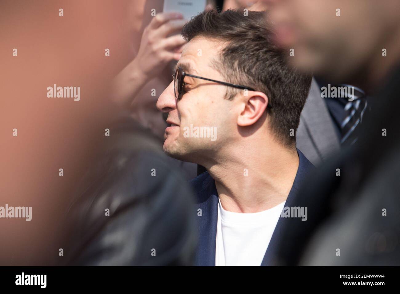 Ukrainian presidential candidate Volodymyr Zelensky arrives at a ...