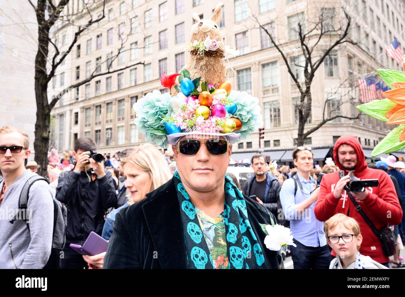 A participant seen in a fancy costume during the Easter Bonnet parade ...