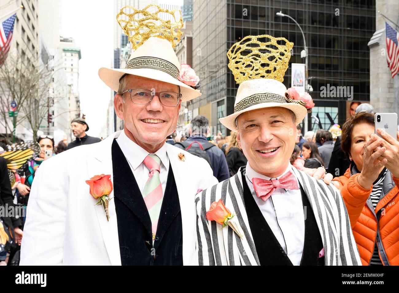 Participants seen in fancy costumes during the Easter Bonnet parade on ...
