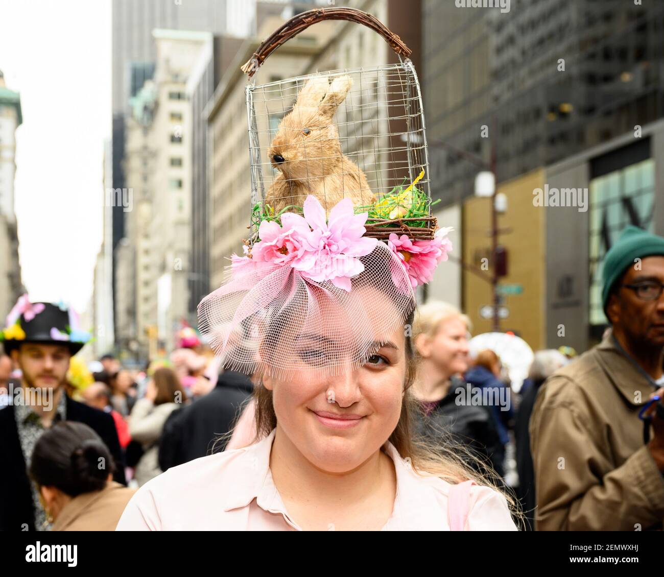 A participant seen in a fancy costume during the Easter Bonnet parade ...