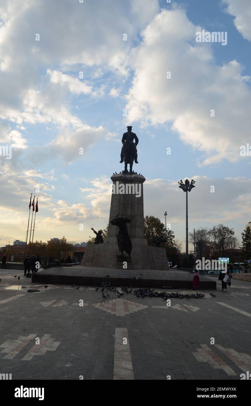 Ankara, Turkey - 2021: statue of Ataturk in Ulus. (Victory Monument ...