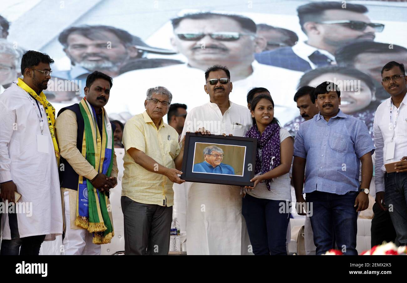 PUNE, INDIA - APRIL 21: Dalit leader Prakash Ambedkar during an election campaign rally in ...