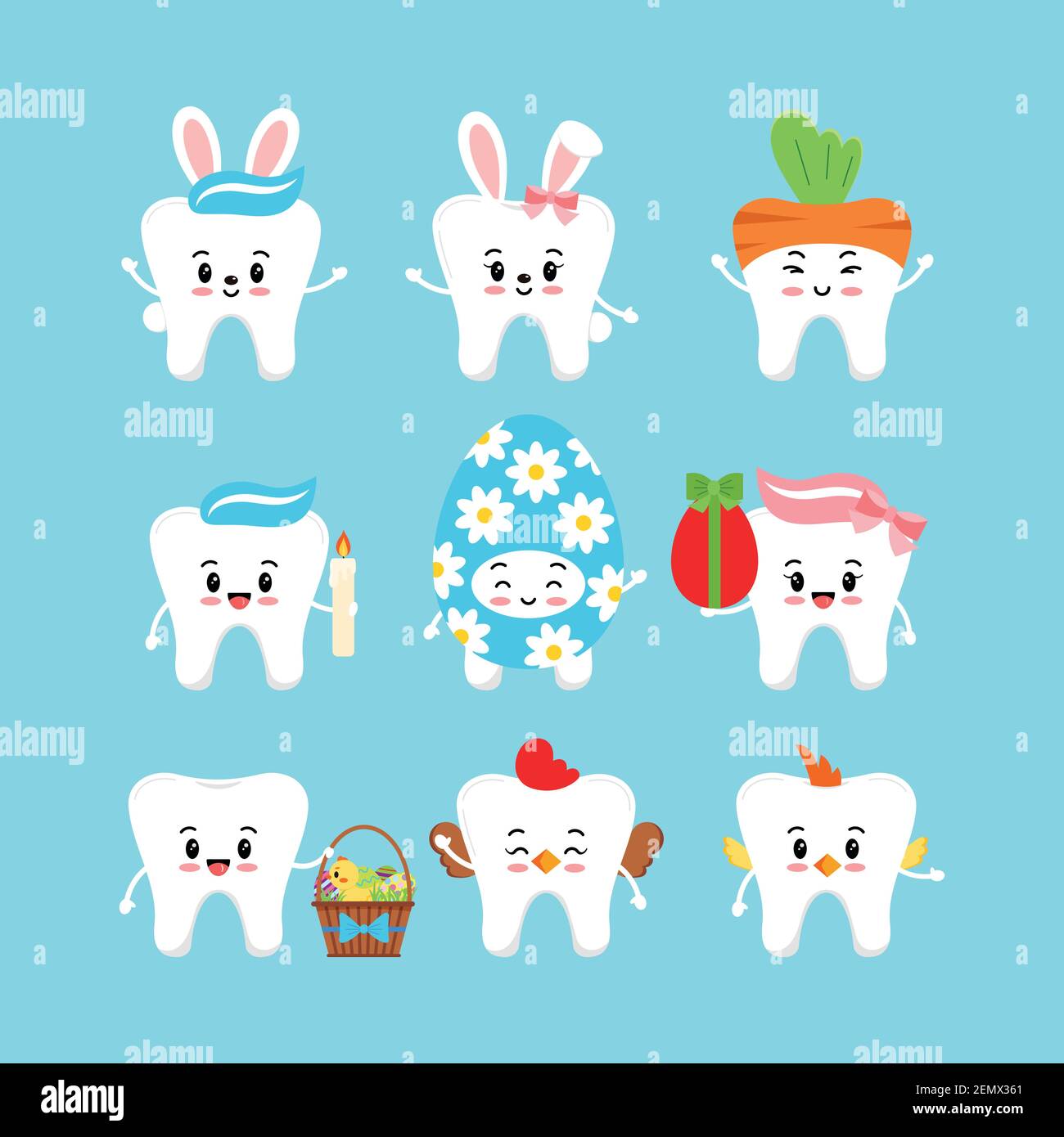 Easter cute teeth dental icon set isolated Stock Vector Image & Art - Alamy