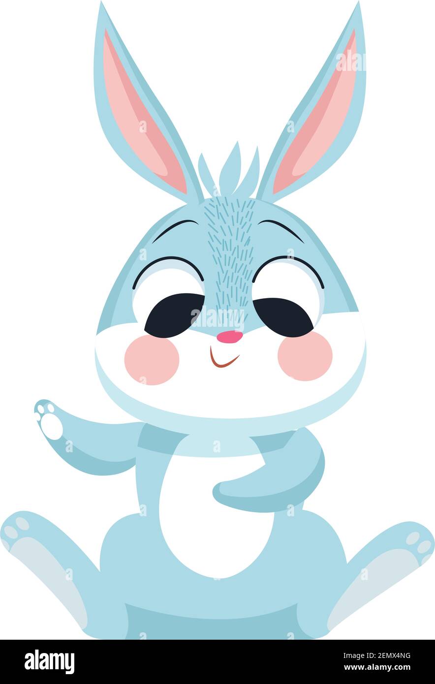 happy little rabbit seated comic character vector illustration design ...