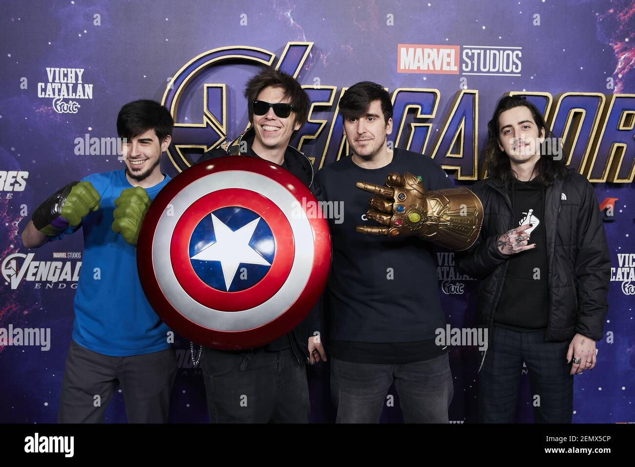Alexby, El Rubius, Mangel and Orslok attends to Avengers Endgame premiere at Capitol cinema in ...
