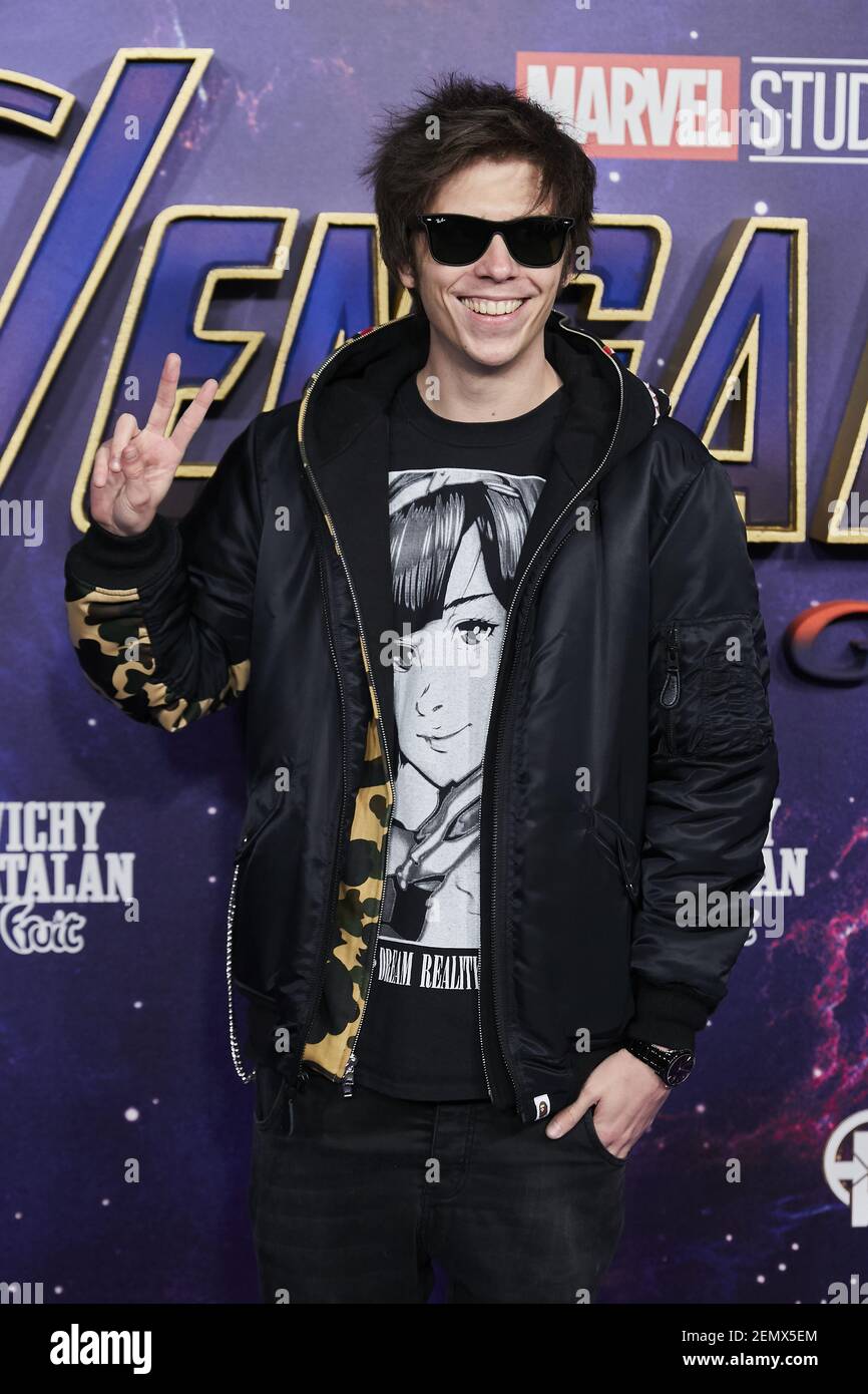 El Rubius attends to Avengers Endgame premiere at Capitol cinema in Madrid, Spain. April 23 ...