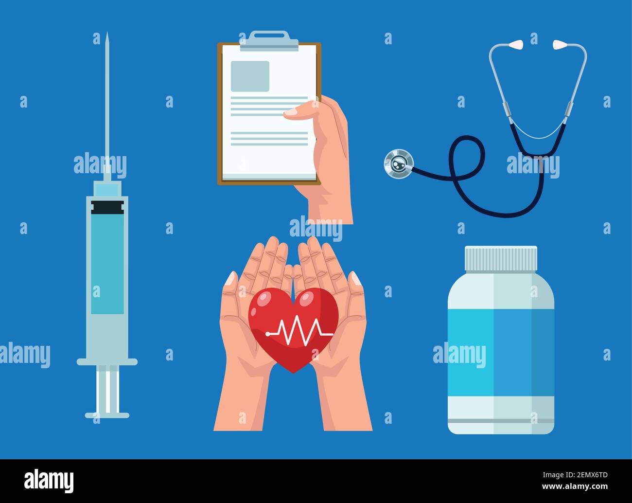 bundle of five medical set icons vector illustration design Stock ...