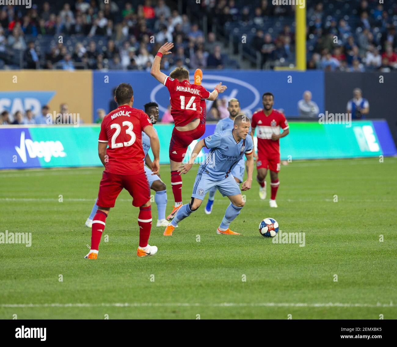 Alexander Ring (8) of NYCFC controls ball during MLS regular game ...