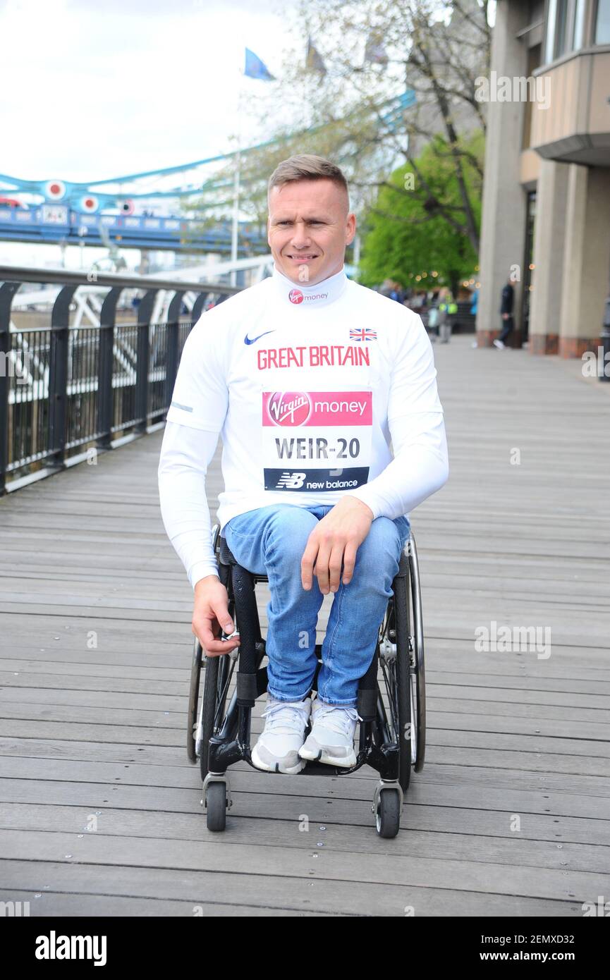 David Weir seen during the London marathon wheelchair athletes ...