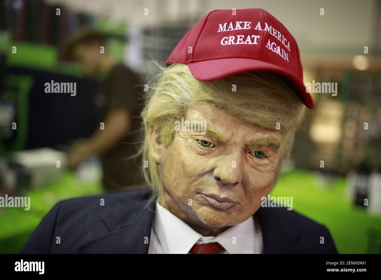 A Papier-Mâché replica of United States President Donald J. Trump is on ...