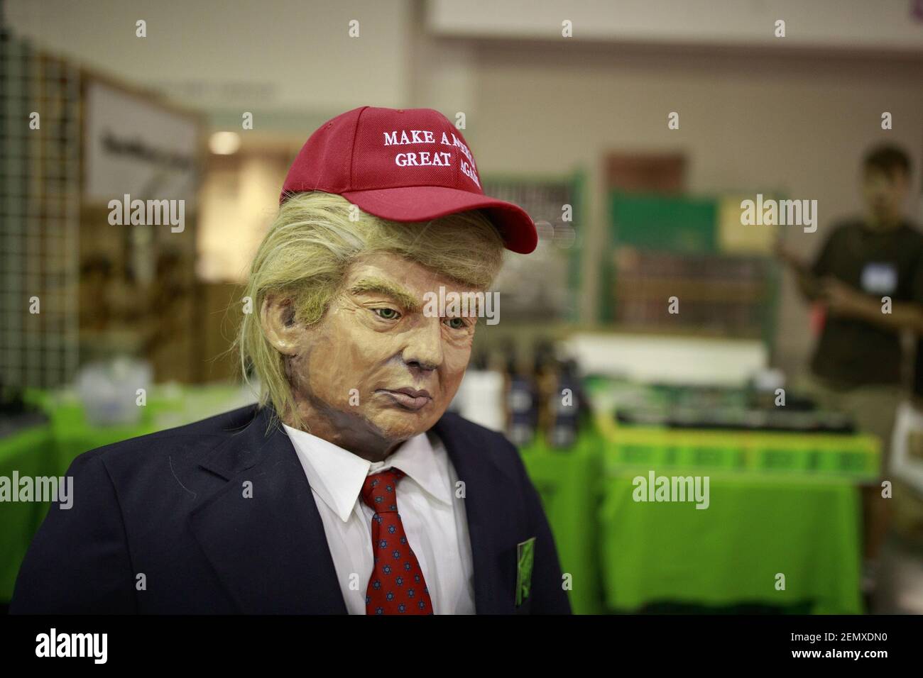 A Papier-Mâché replica of United States President Donald J. Trump is on ...
