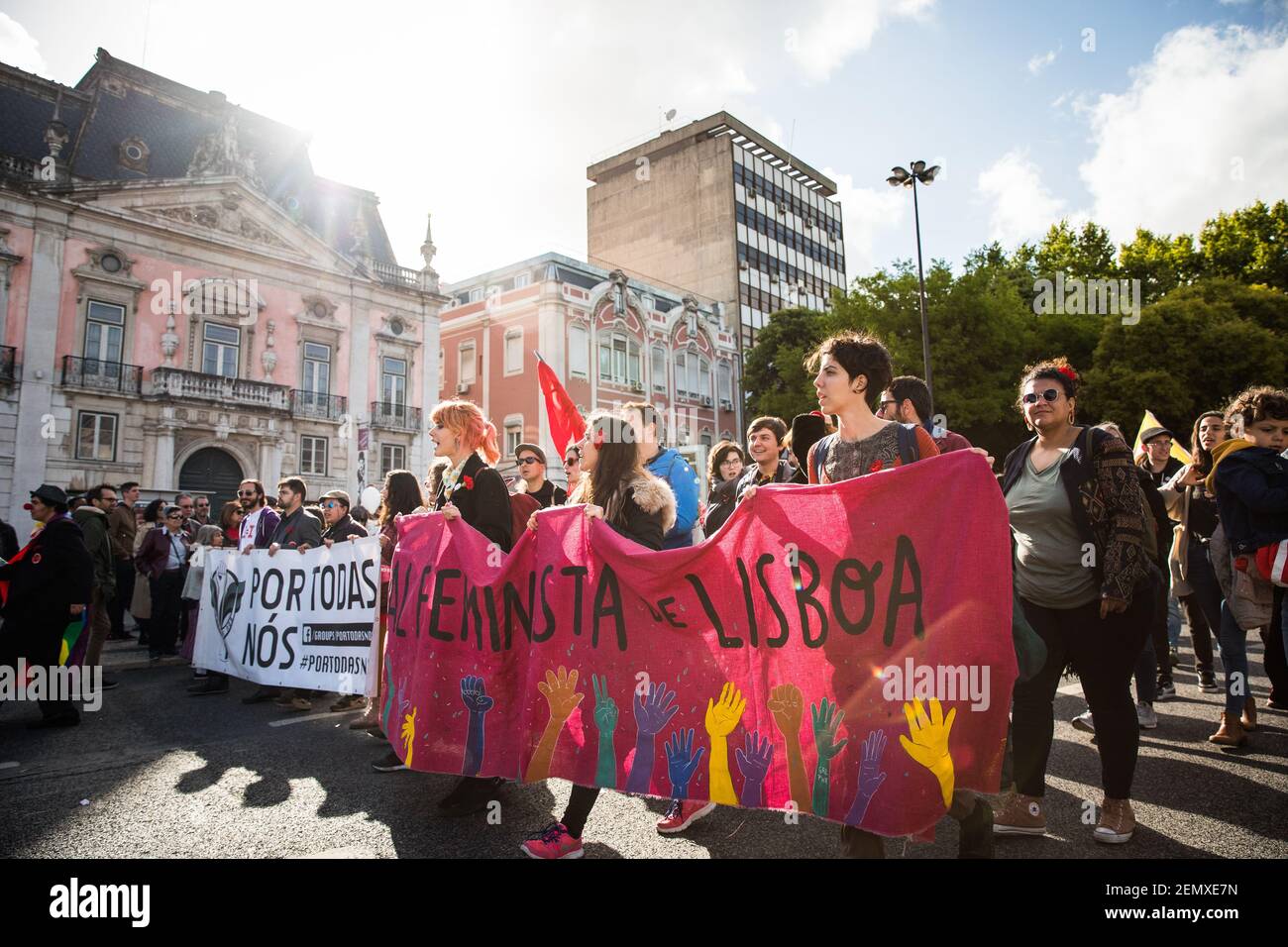The people came with posters with demands. Thousands of people march in ...