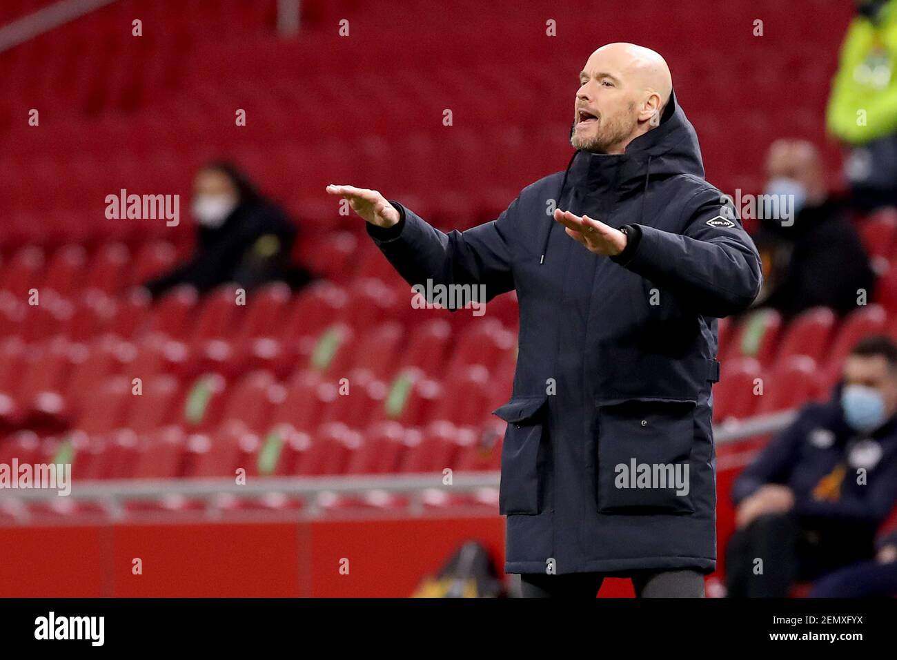 AMSTERDAM, NETHERLANDS - FEBRUARY 25: Trainer coach Erik ten Hag of Ajax during the UEFA Europa ...