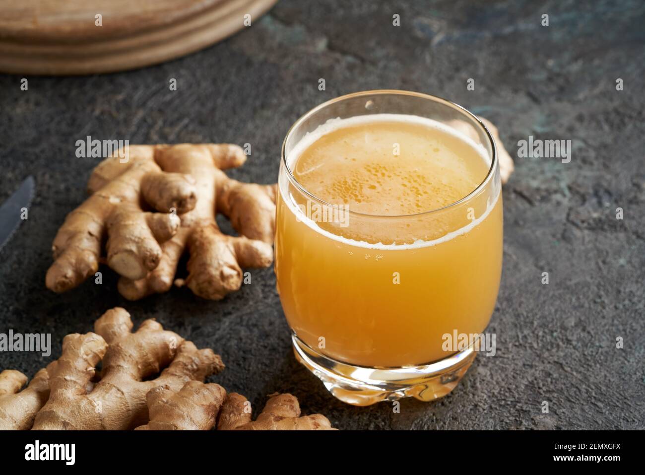 Fermented ginger drink on a dark background Stock Photo - Alamy