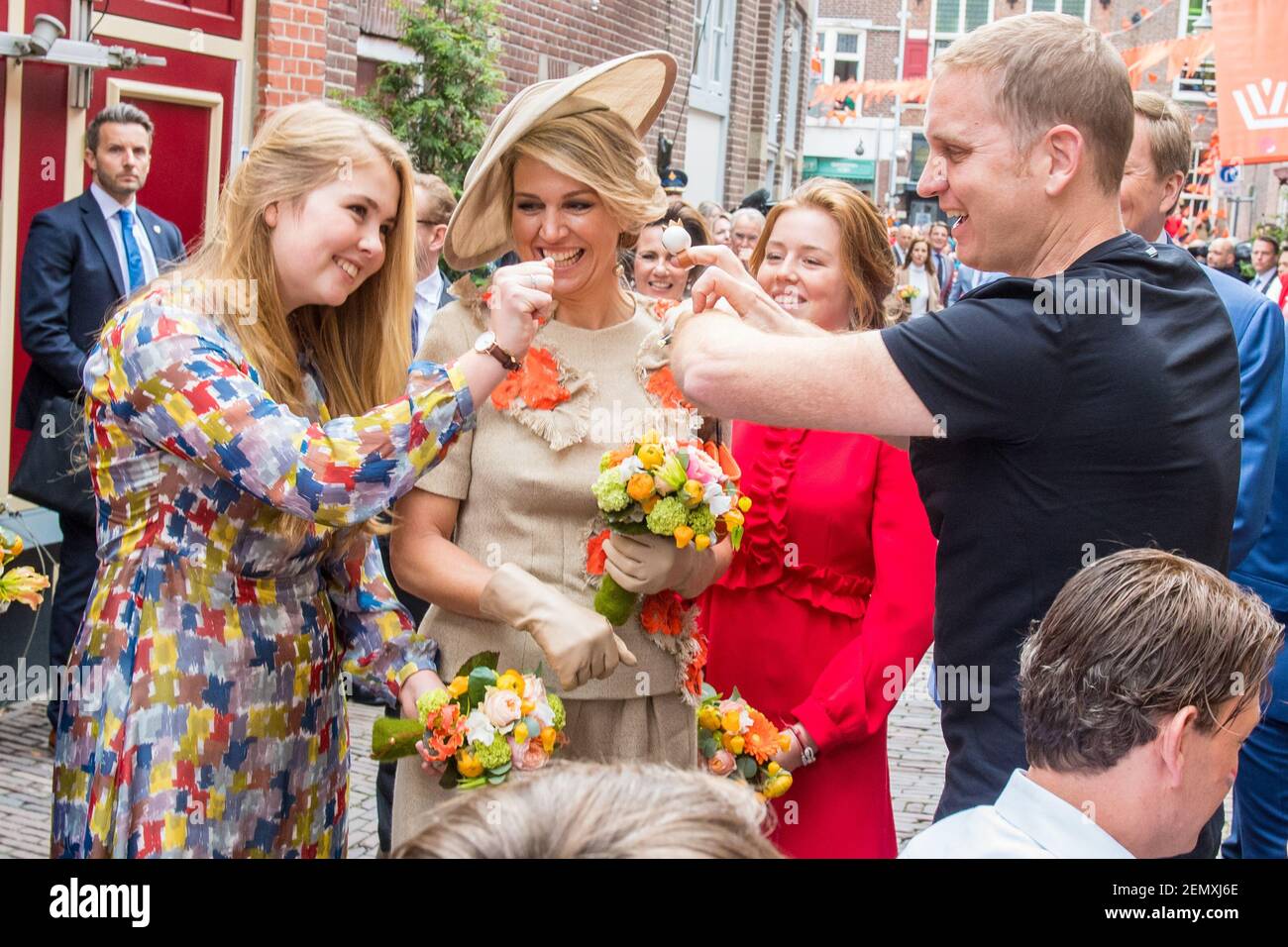 Queen Maxima, Princess Amalia and Princess Alexia celebrating King ...