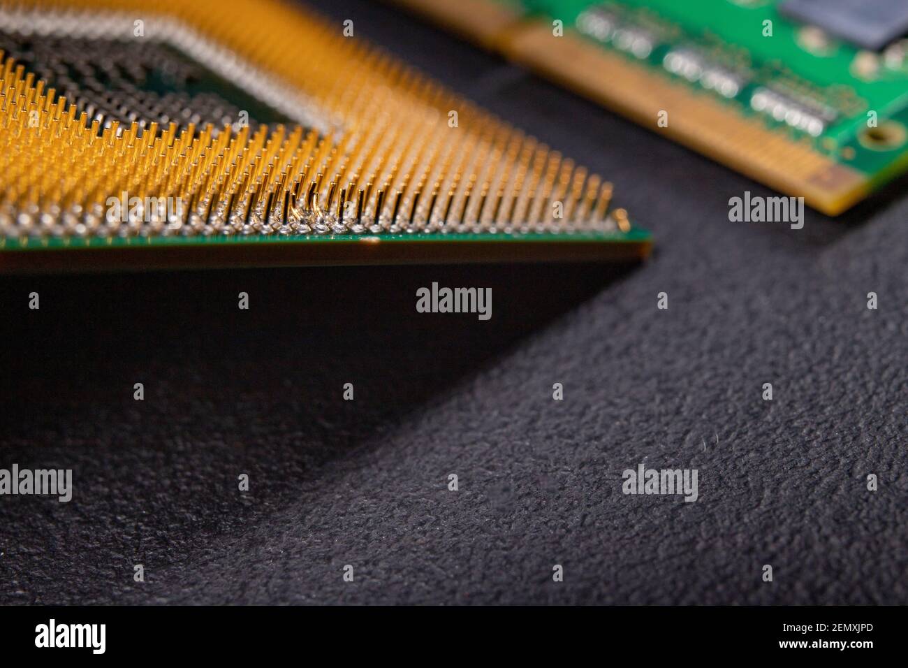 Bent leg of a computer processor. Defective spare parts for repairing ...