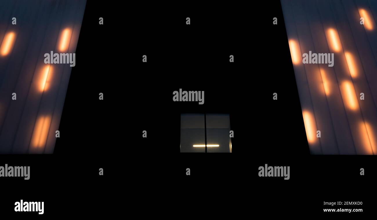 lighted window and wall with lights Stock Photo - Alamy