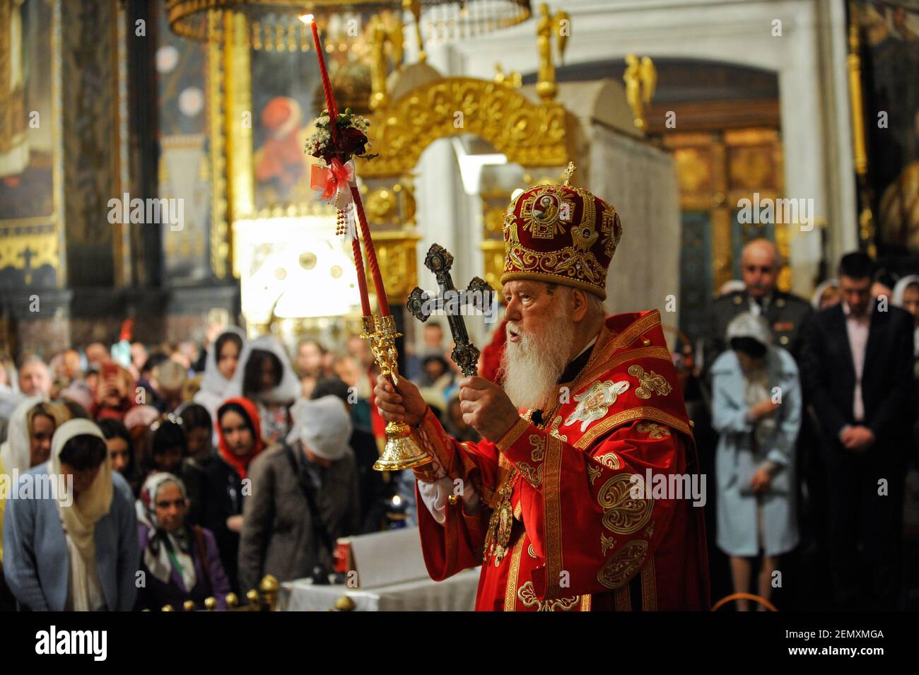 Honorary Patriarch of the Orthodox Church of Ukraine Filaret seen ...