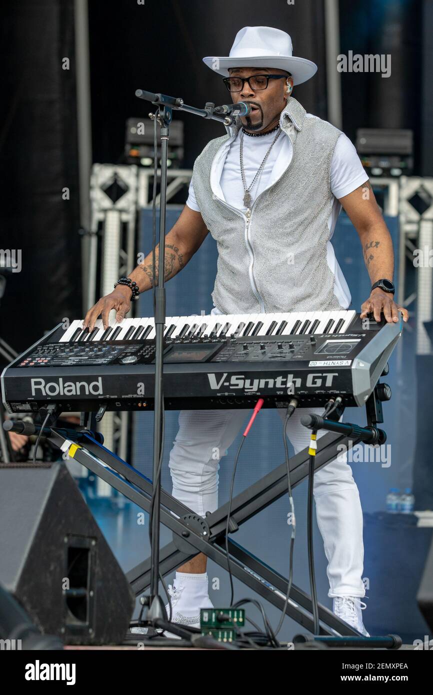 Musician Teddy Riley (Edward Theodore Riley) performs with his band ...
