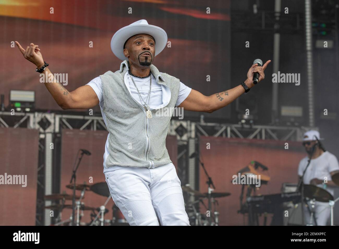 Musician Teddy Riley (Edward Theodore Riley) performs with his band ...