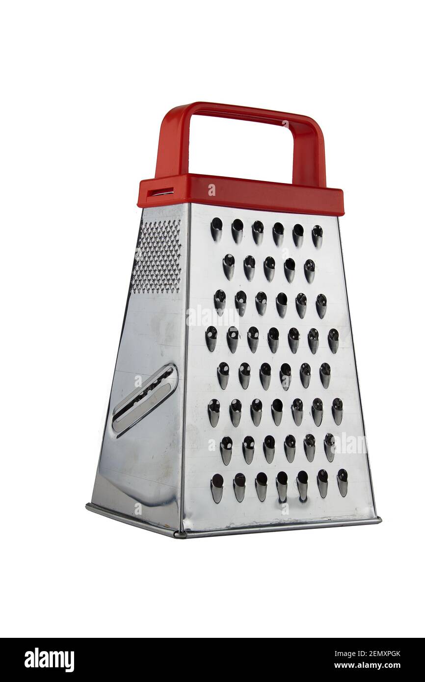 Isolated cheese grater with a red handle on a white background Stock ...