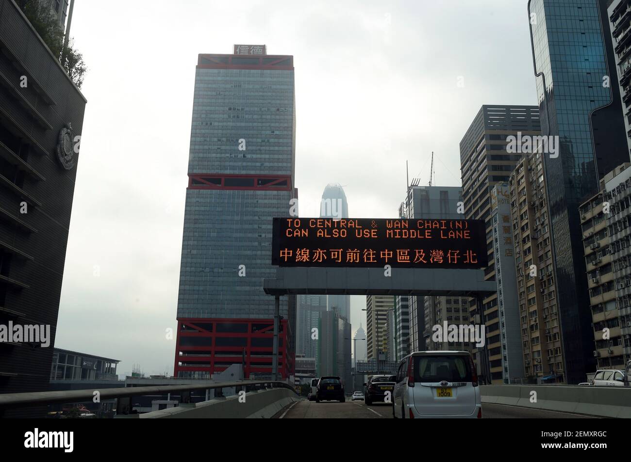 Cars drive on the Central-Wan Chai Bypass to ease chronic congestion ...