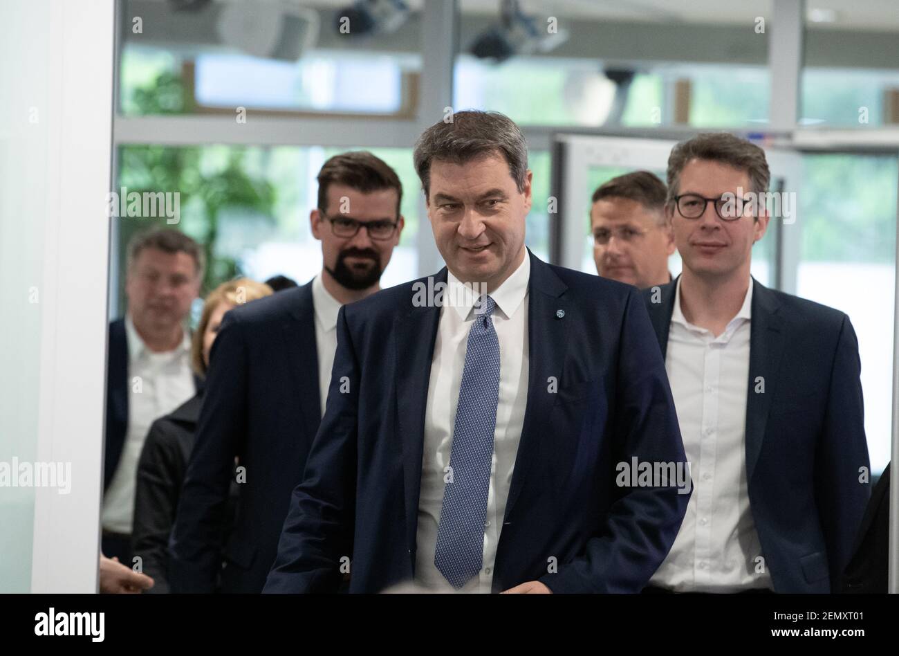 Markus Soeder (m.) coming in. The Christian Social Union ( CSU ) held a ...
