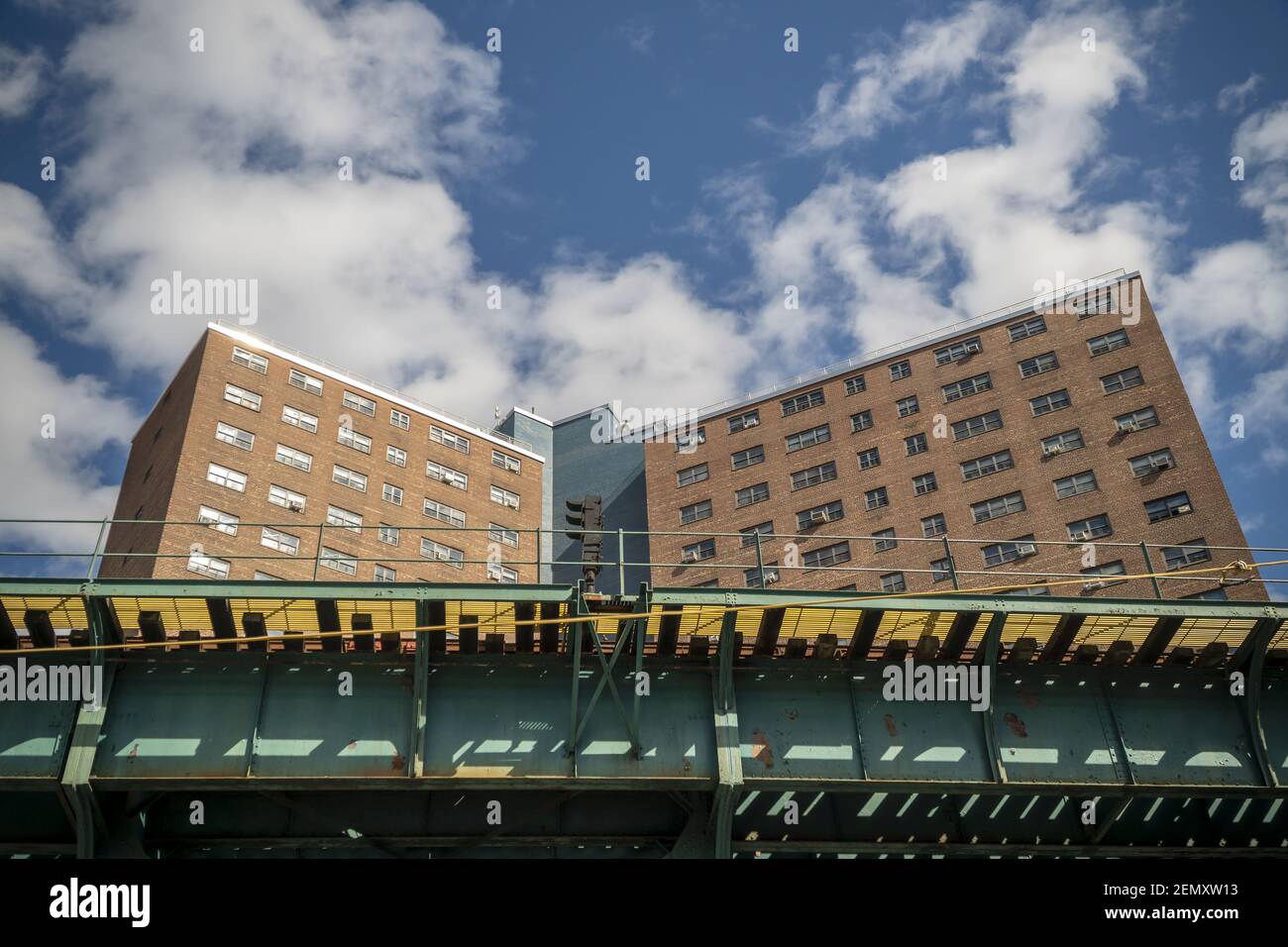 Manhattanville housing project in Harlem in New York with the IRT ...