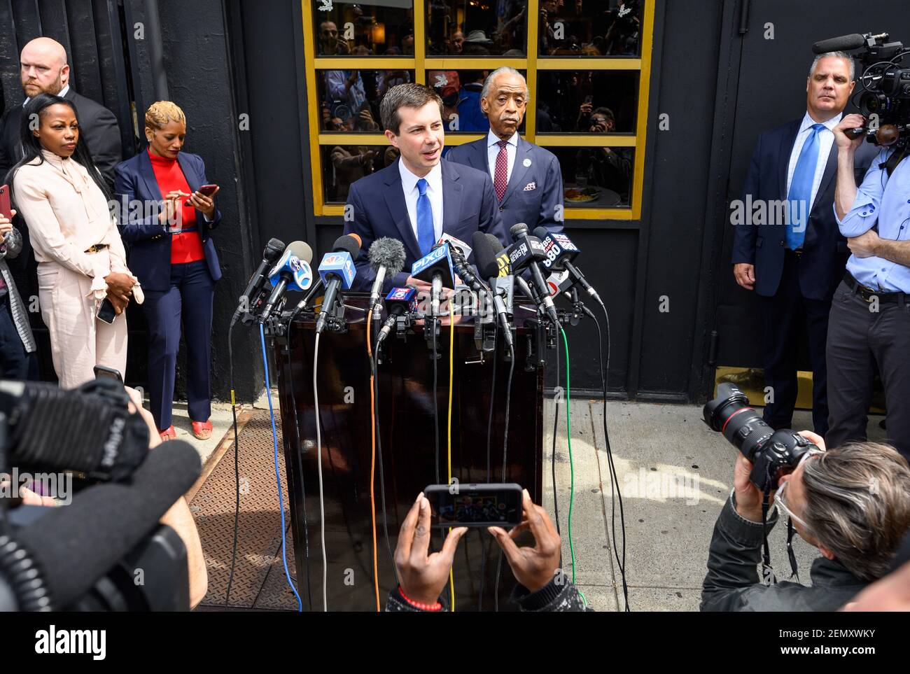 Mayor Pete Buttigieg (D) of South Bend, Indiana and Rev. Al Sharpton at ...