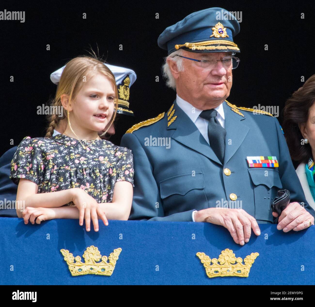 King Carl Gustaf and Princess Estelle during 73th birthday celebrations ...