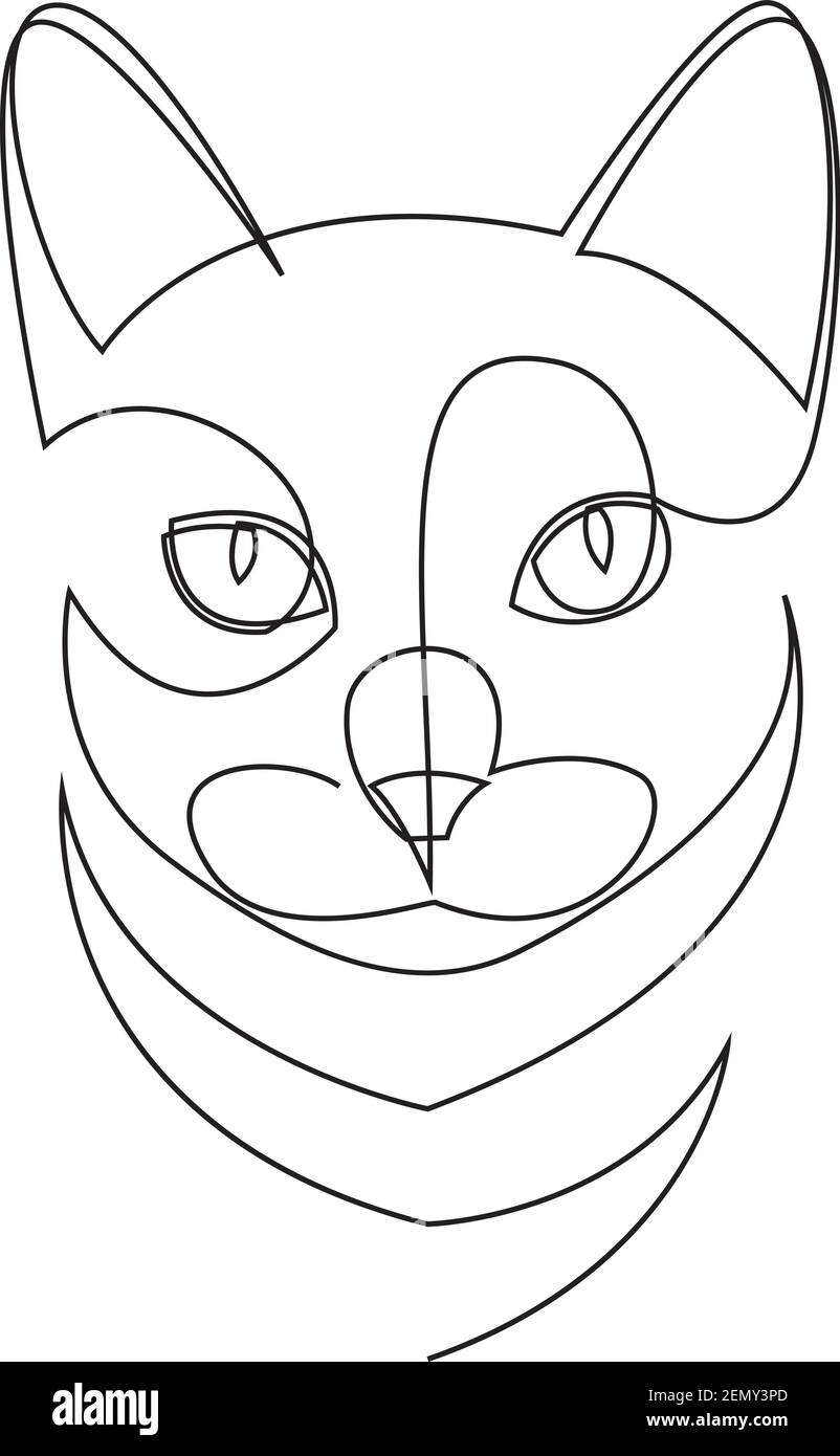 Cat Face Line Drawing