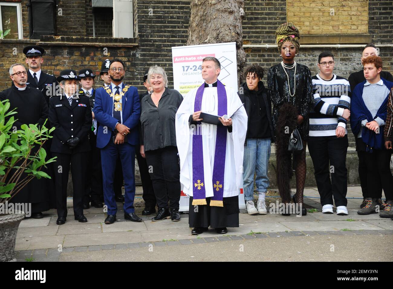 Cressida Rose Dick CBE and family members of the victims are seen ...